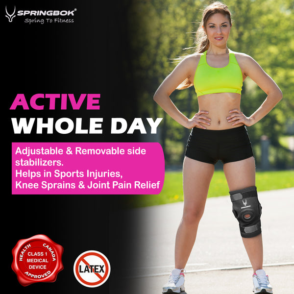 Springbok Hinged Knee Brace for Adults, Men & Women (Black, 1Pc), Adju ...